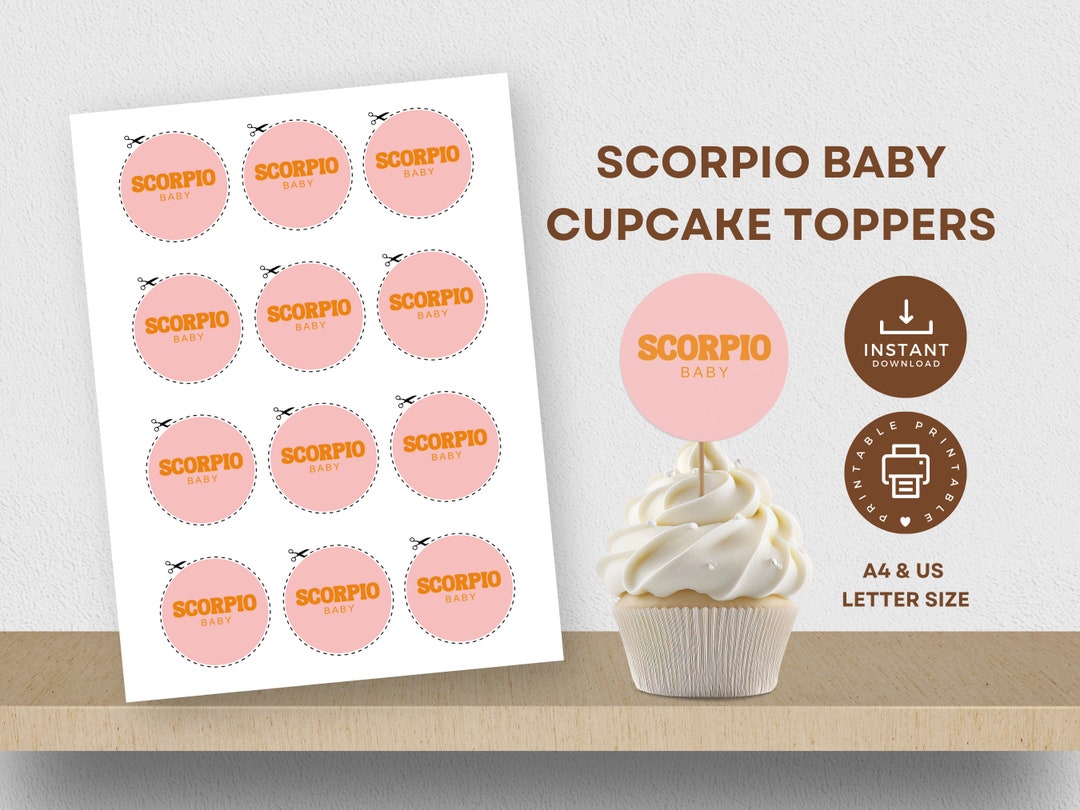 Scorpio Baby Cupcake Toppers, Horoscope Birthday Party Decor, Star Sign ...