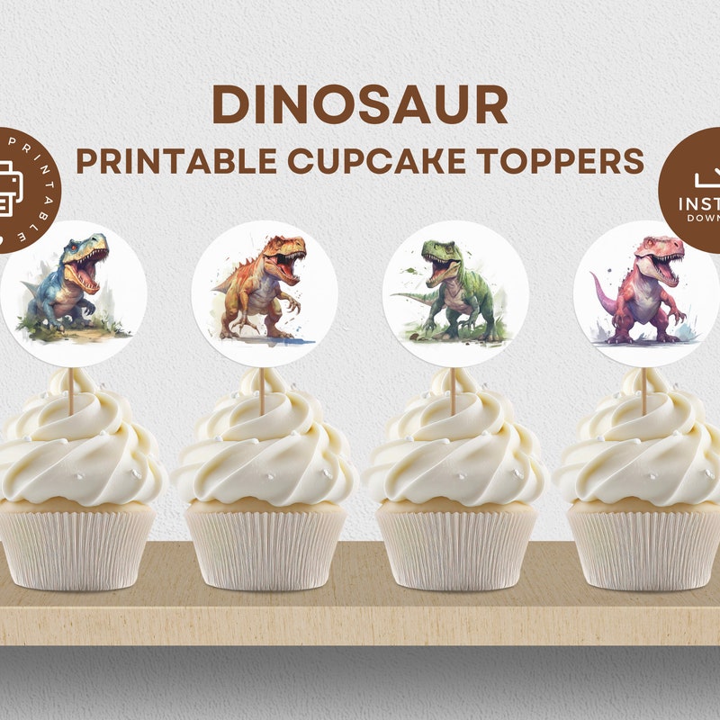 Dinosaur Cupcake Topper Printable - Etsy