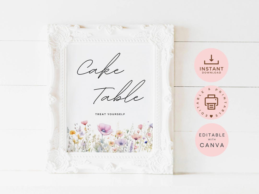 Printable Cake Table Sign, Wedding Cake Signs, Editable Canva Template ...