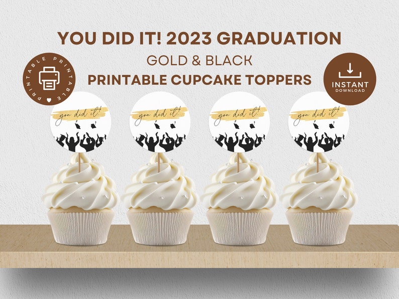 Graduation Cupcake Toppers Printable, 2024 Graduate, Class of 2024 Cake ...