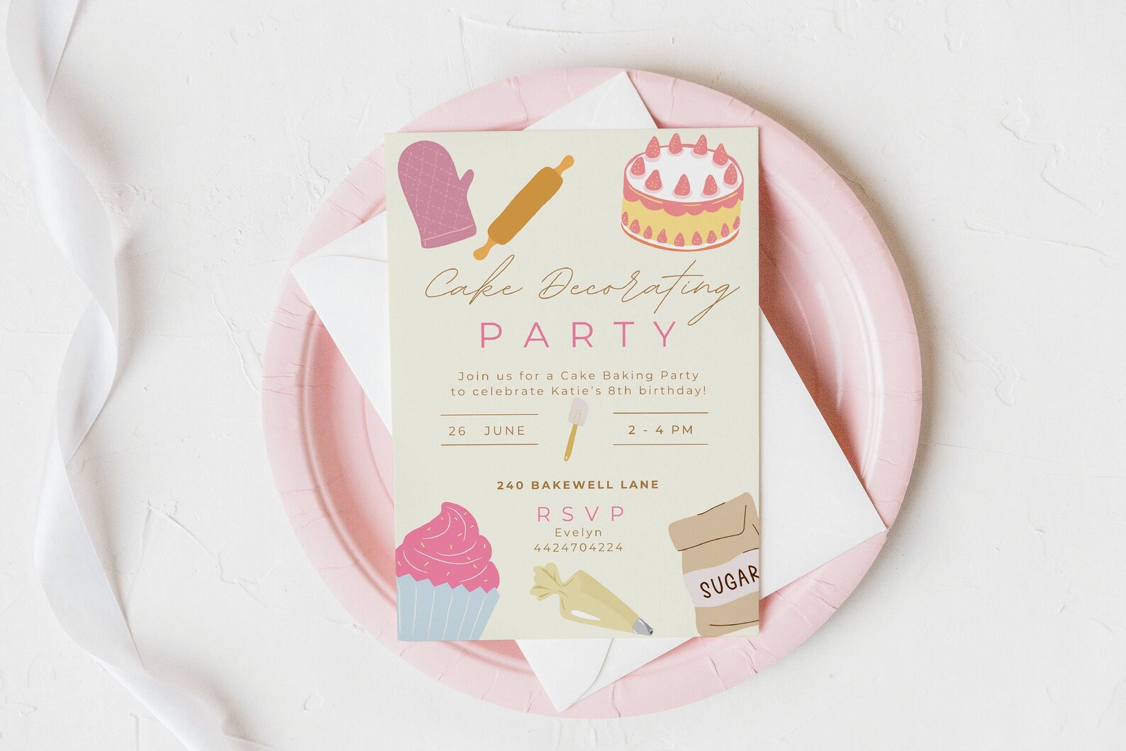 Cake Decorating Party Invitation, Editable Canva Template, Baking Party ...