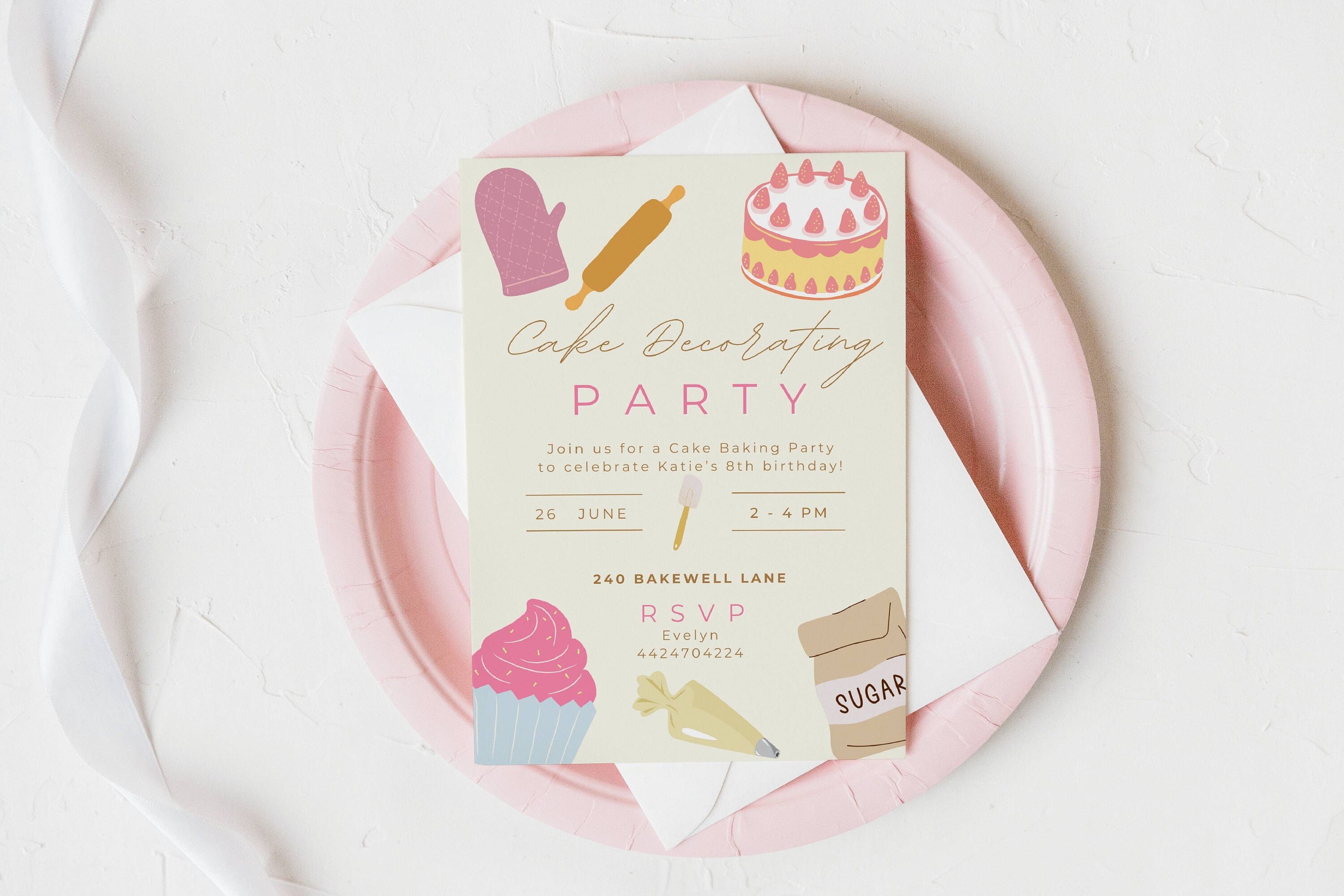 Cake Decorating Party Invitation, Editable Canva Template, Baking Party ...