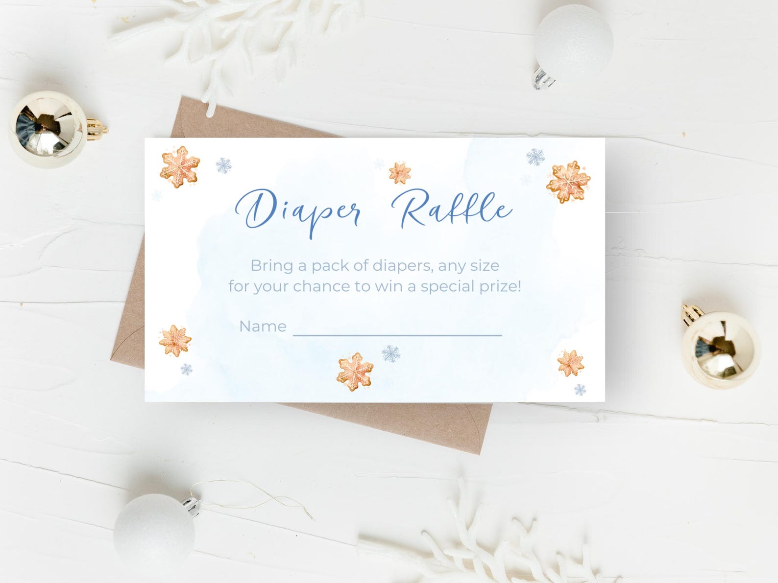 Books for Baby Card Gingerbread, Diaper Raffle Insert Blue, Editable ...