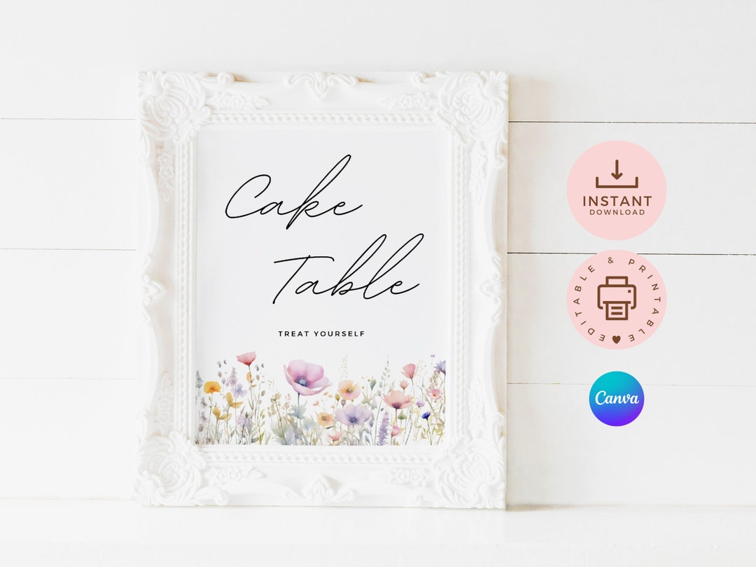 Printable Cake Table Sign, Wedding Cake Signs, Editable Canva Template ...