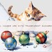 Watercolor Christmas Cats Clipart Xmas Clip Art Kittens Instant ...