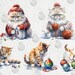 Watercolor Christmas Cats Clipart Xmas Clip Art Kittens Instant ...