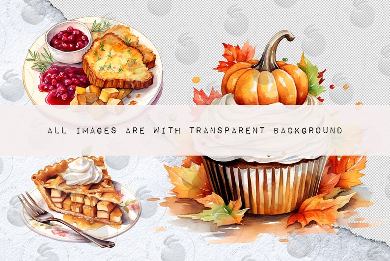 Watercolor Thanksgiving Clipart Pumpkin Spice Turkey Fall Instant ...