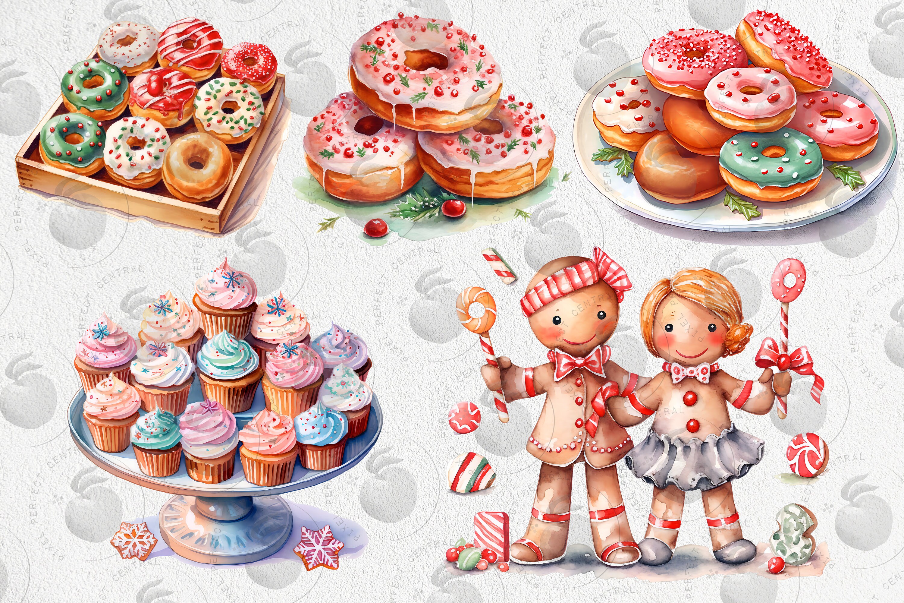 40 PNG Watercolor Christmas Desserts Clipart Christmas Sweets Clip Art ...