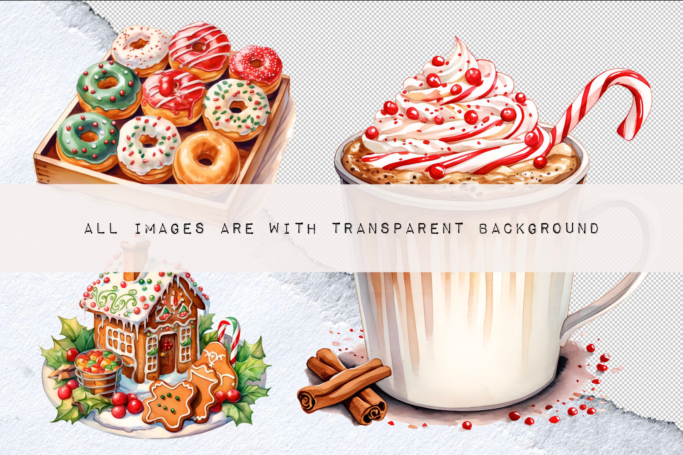 40 PNG Watercolor Christmas Desserts Clipart Christmas Sweets Clip Art ...