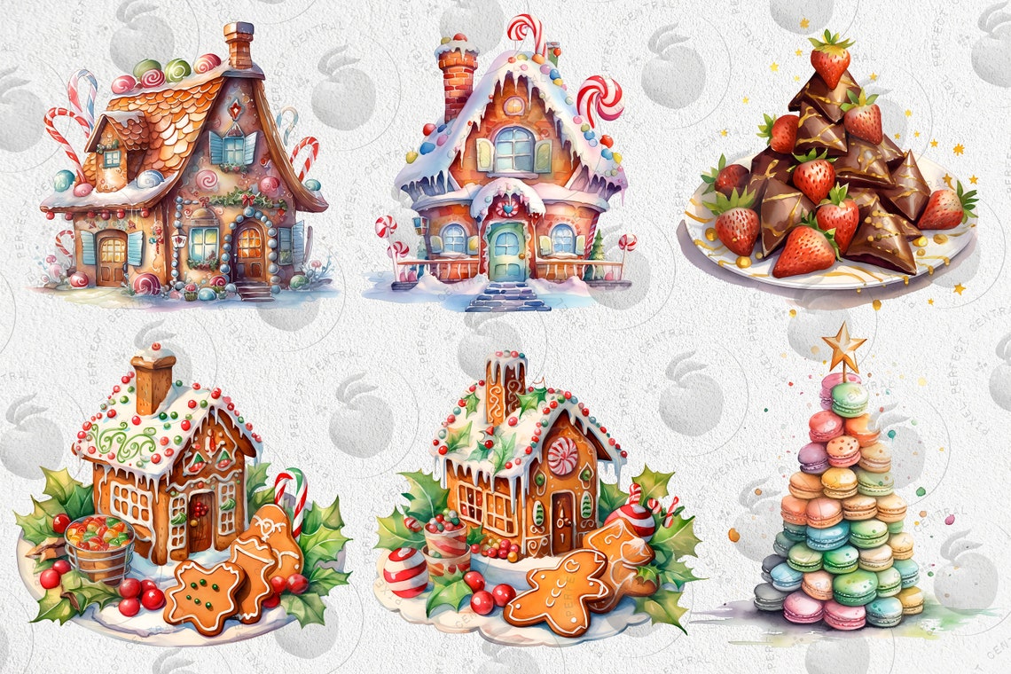 40 PNG Watercolor Christmas Desserts Clipart Christmas Sweets Clip Art ...