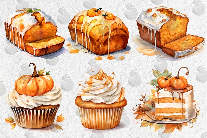 Watercolor Fall Clipart Pumpkin Spice Autumn Instant Download 35 PNG ...