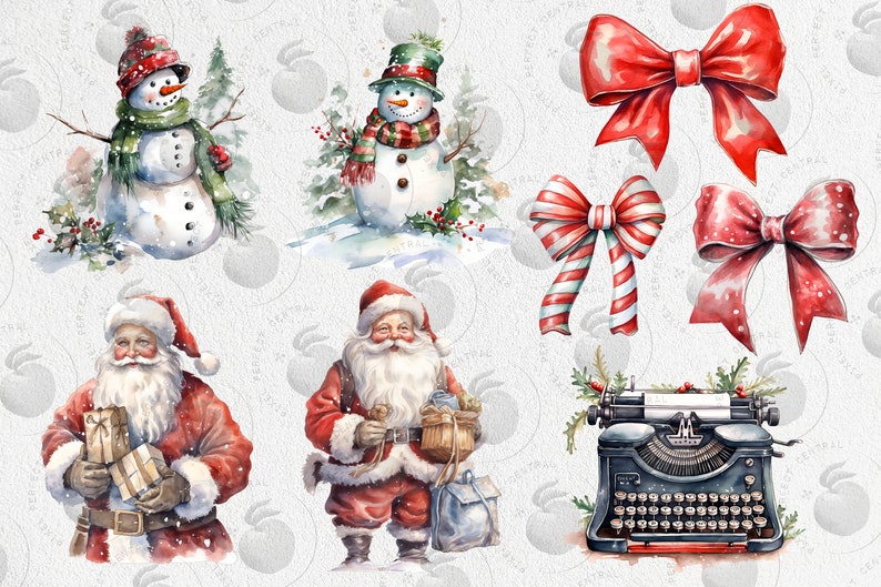 Watercolor Christmas Clipart Xmas Clip Art Winter Holidays Instant ...