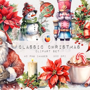 Watercolor Christmas Clipart Xmas Clip Art Winter Holidays Instant ...