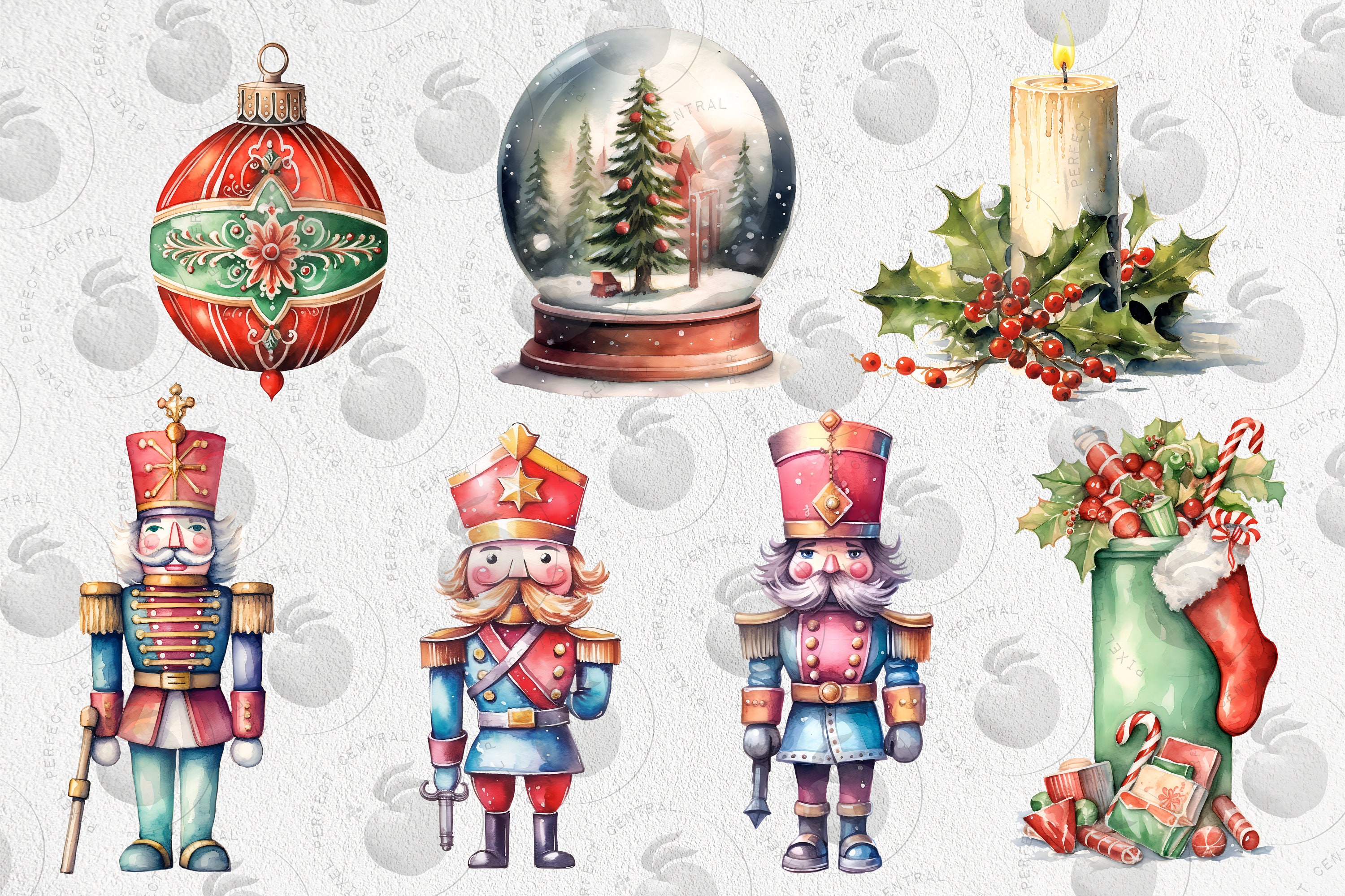 Watercolor Christmas Clipart Xmas Clip Art Winter Holidays Instant ...