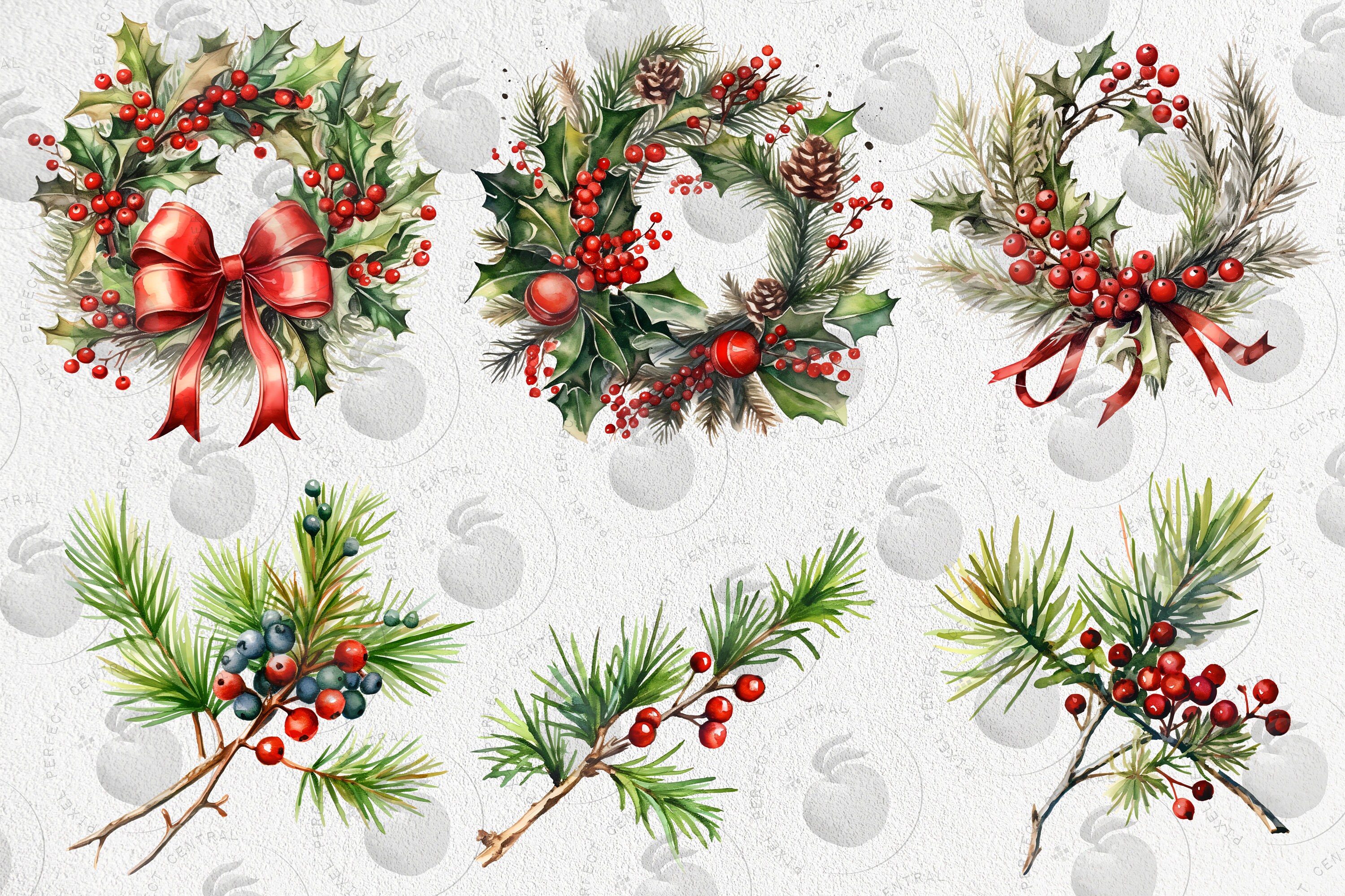 Watercolor Christmas Clipart Xmas Clip Art Winter Holidays Instant ...