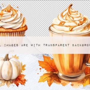 Watercolor Fall Clipart Pumpkin Spice Autumn Instant Download 35 PNG ...
