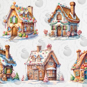 Watercolor Christmas House Clipart Gingerbread House Clip Art Xmas ...