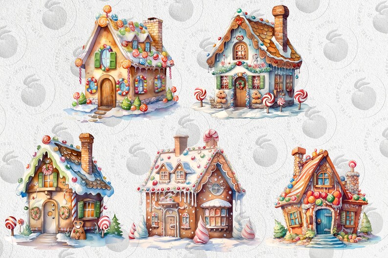Watercolor Christmas House Clipart Gingerbread House Clip Art Xmas ...