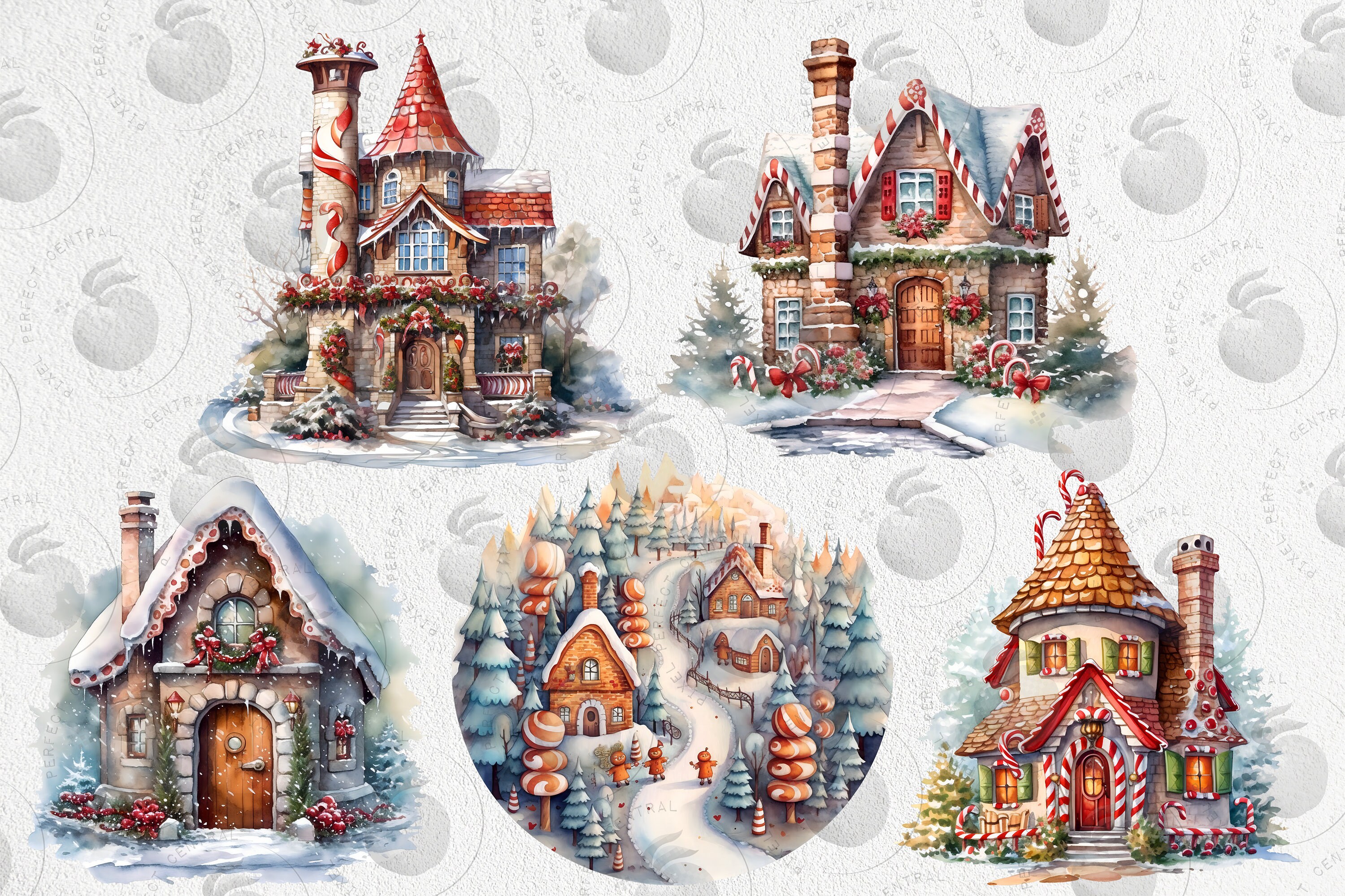 Watercolor Christmas House Clipart Gingerbread House Clip Art Xmas ...