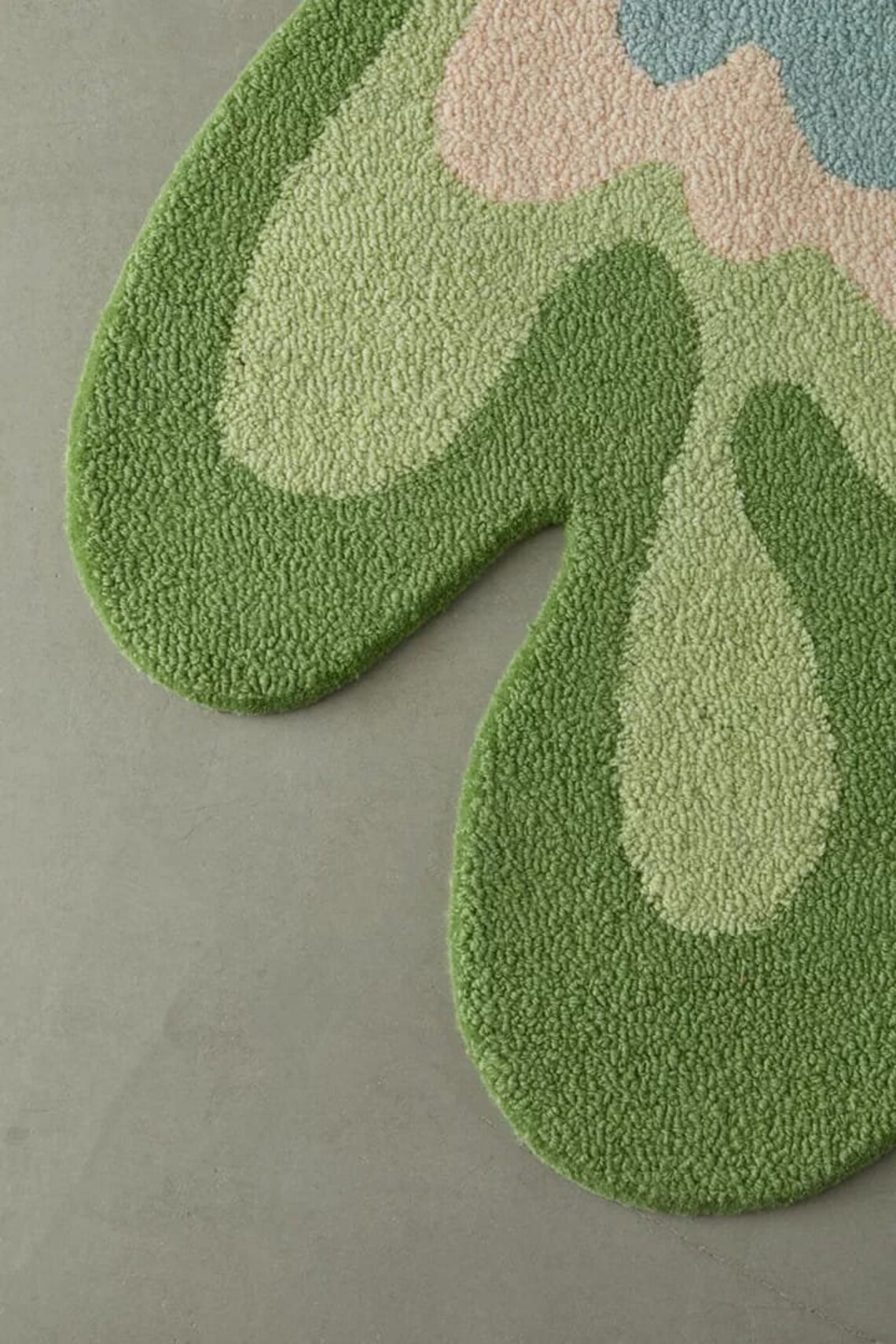 Amoeba See Green Irregular Shaped Hand-tufted 100% Wool Handmade Area ...