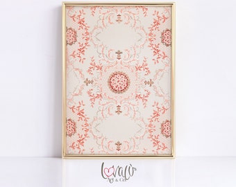 Printable Vintage Tapestry Art, Neutral Antique Pattern Farmhouse Decor ...