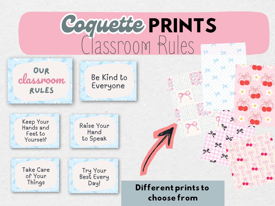 Editable Coquette Classroom Rules Poster – Pink Bow Classroom Decor ...