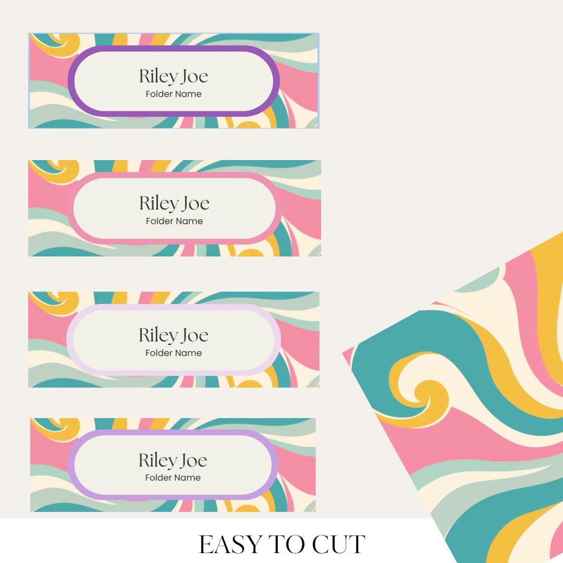 Editable Groovy Disco Folder Labels Printable Student Name Tags for ...