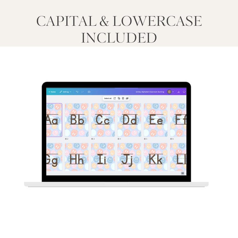 Smiley Alphabet Posters Retro Classroom Decor Printable ABC Wall Cards ...