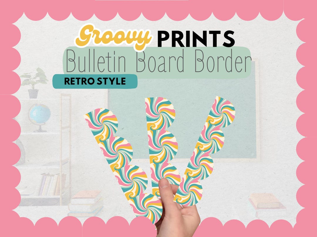 Groovy Bulletin Board Borders Retro Classroom Decor Printable Scalloped ...