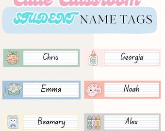 Cute Classroom Desk Name Tags Editable Canva Template Back to School ...