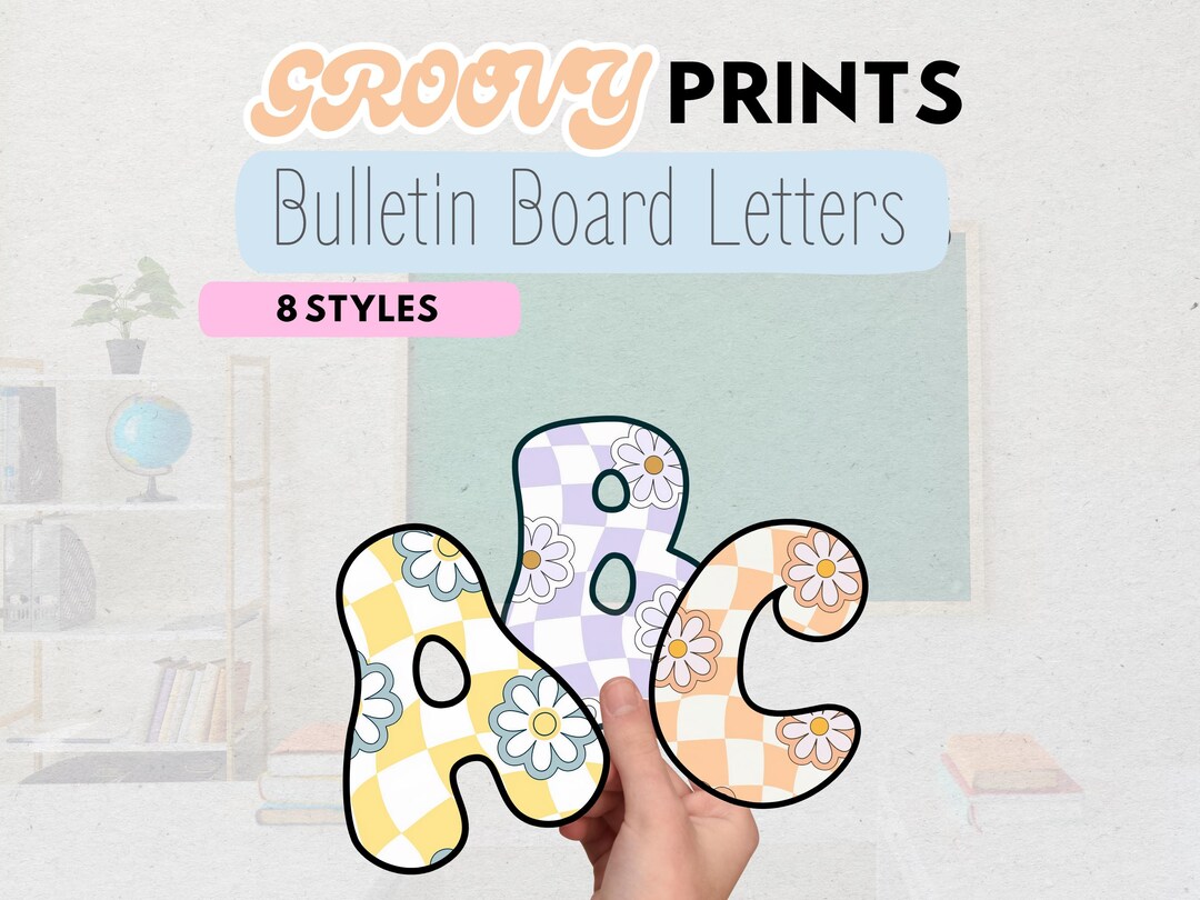 Groovy Bulletin Board Letters A-Z | Printable Alphabet, Numbers ...