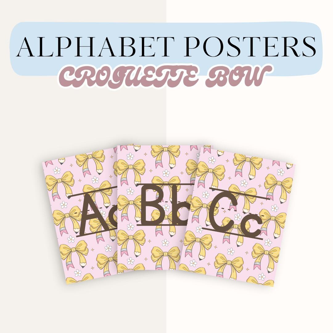 Coquette Bow Alphabet Posters A-Z Printable Letters for Classroom Decor ...