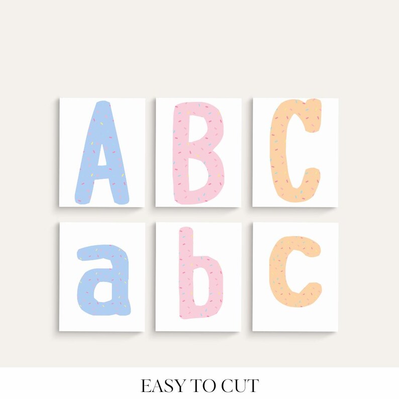 Ice Cream Bulletin Board Letters Printable A-Z Alphabet Pastel Sprinkle ...
