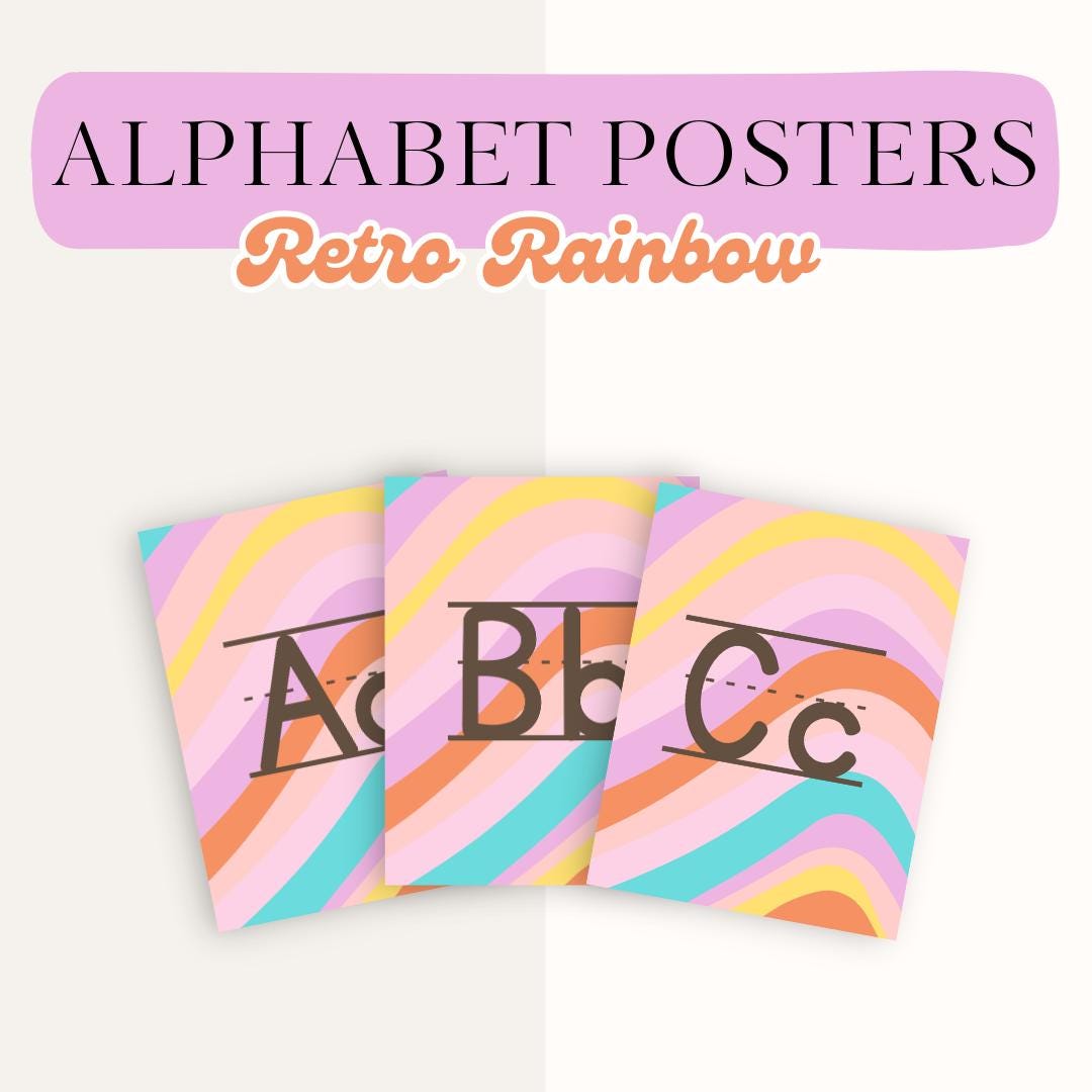 Retro Rainbow Alphabet Posters, A-Z Classroom Decor (PDF) - Etsy