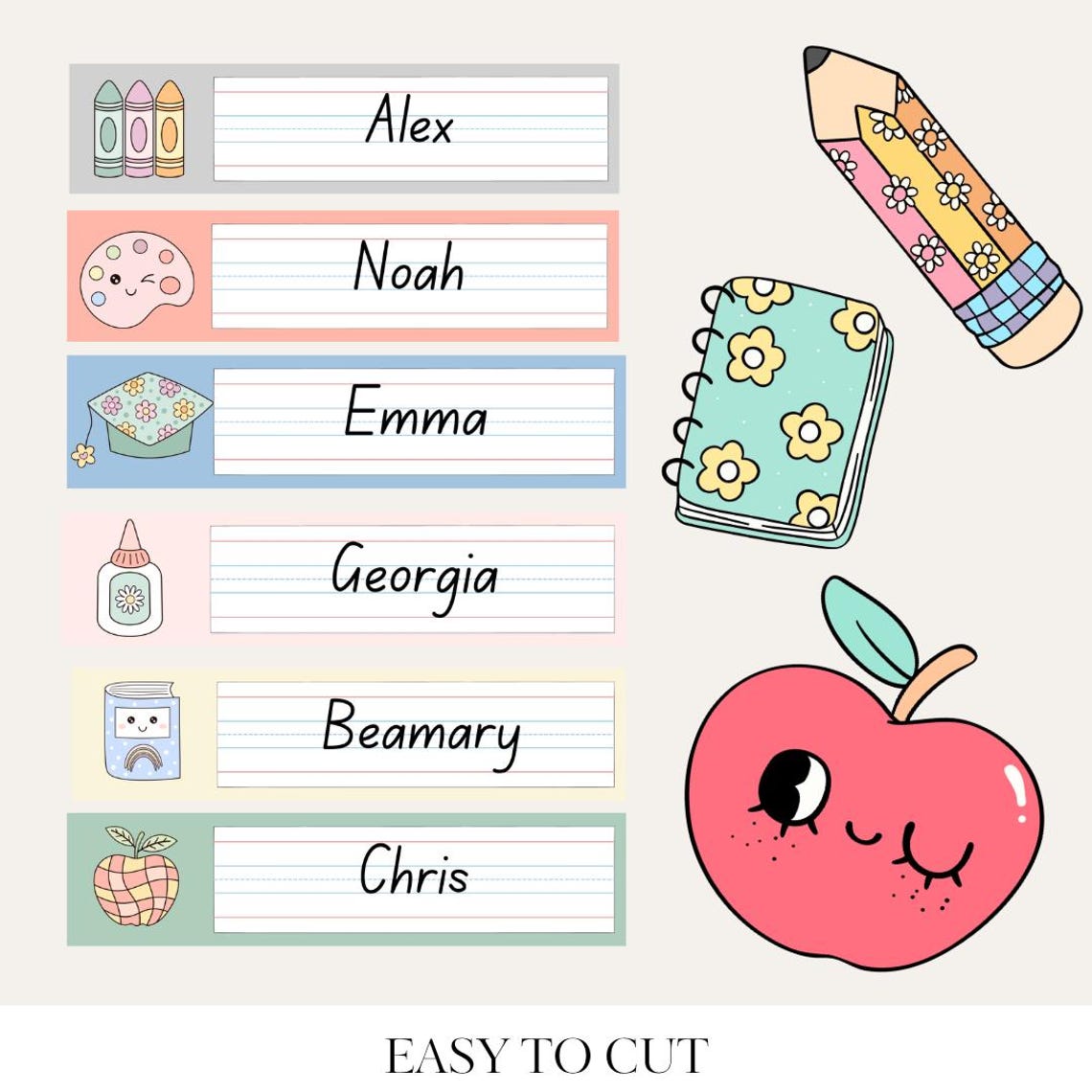 Cute Classroom Desk Name Tags Editable Canva Template Back to School ...