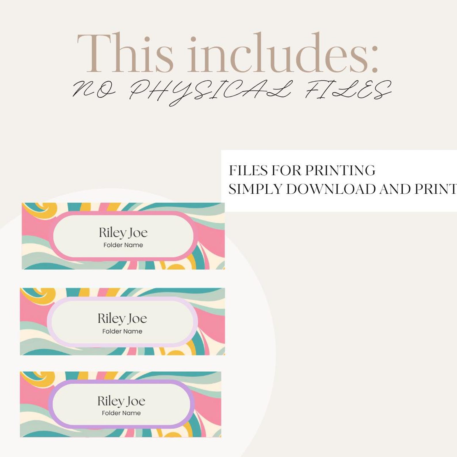 Editable Groovy Disco Folder Labels Printable Student Name Tags for ...