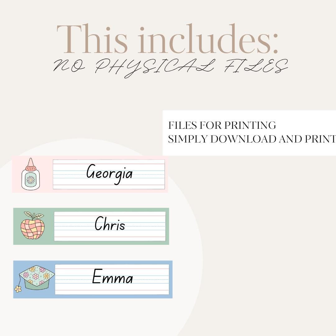 Cute Classroom Desk Name Tags Editable Canva Template Back to School ...