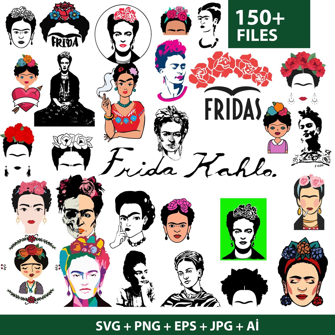 Frida Kahlo Svg, Frida Kahlo Stickers, Frida Kahlo Svg Bundle Files ...