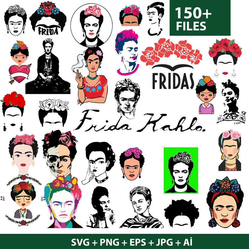 Frida Kahlo Svg, Frida Kahlo Stickers, Frida Kahlo Svg Bundle Files ...
