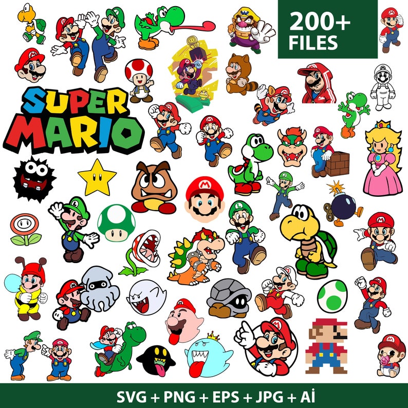 Super Mario Svg, Mario Svg Files for Cricut, Mario Family Svg Files ...