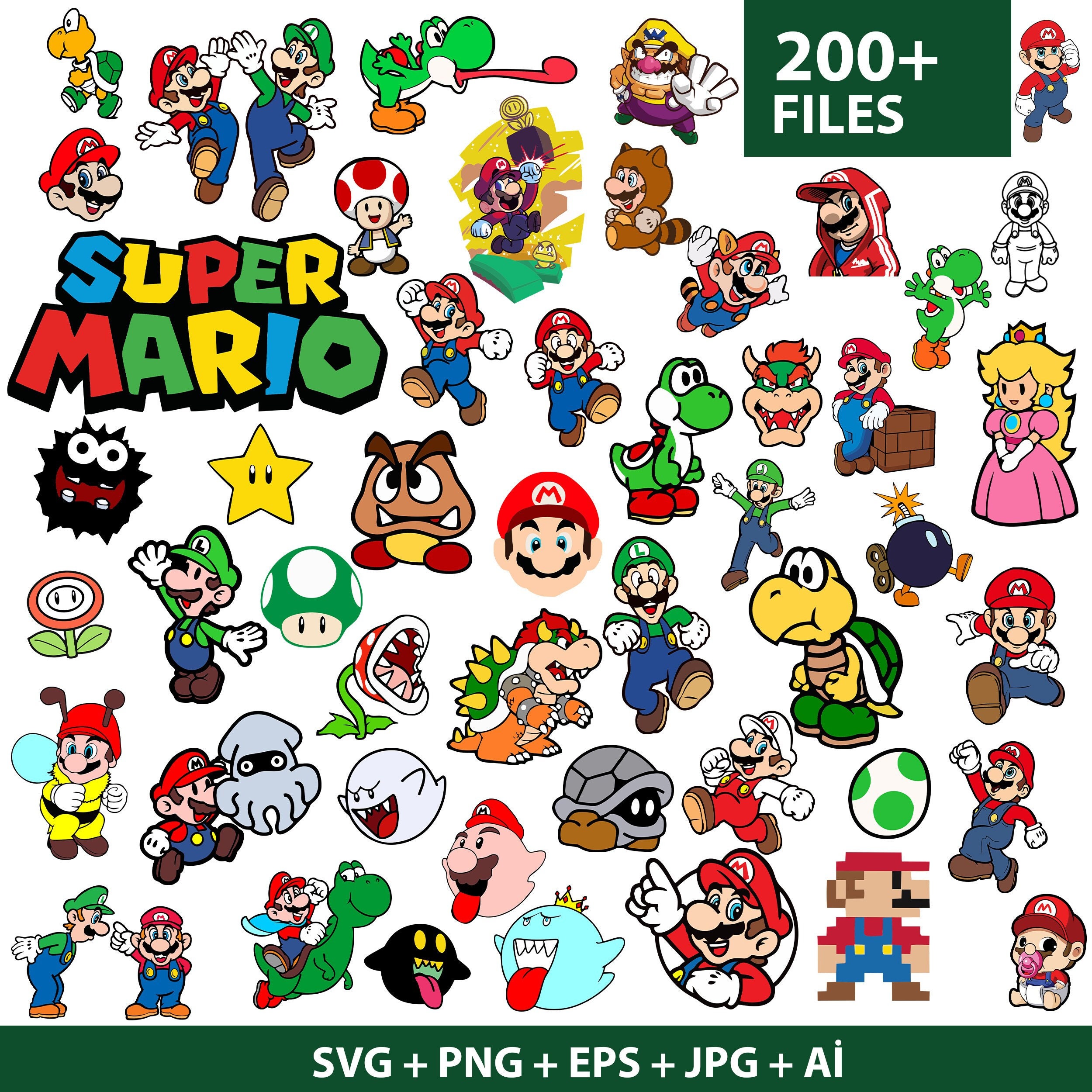 Super Mario Svg, Mario Svg Files for Cricut, Mario Family Svg Files ...