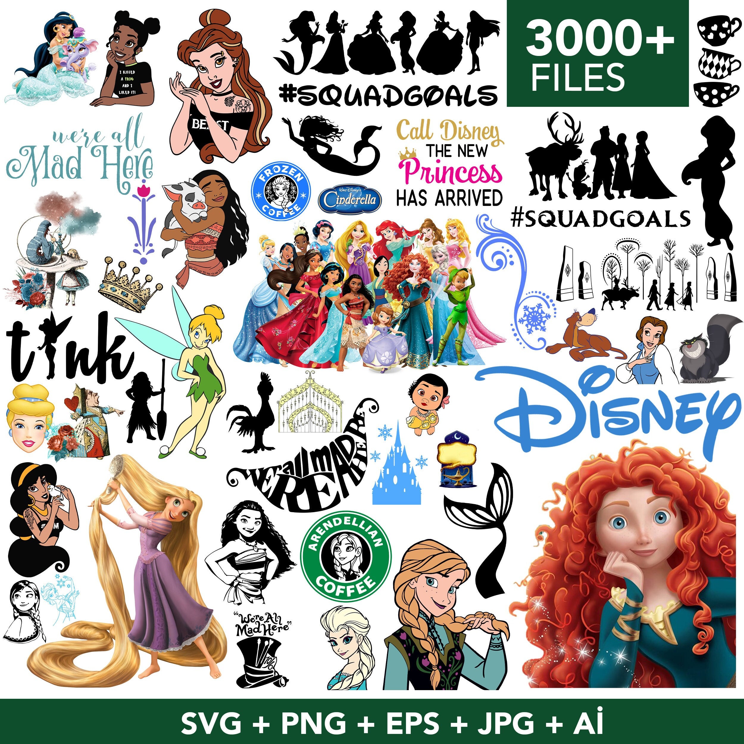 Princesses Clipart Bundle, Princesses Svg Cut Files for Cricut ...