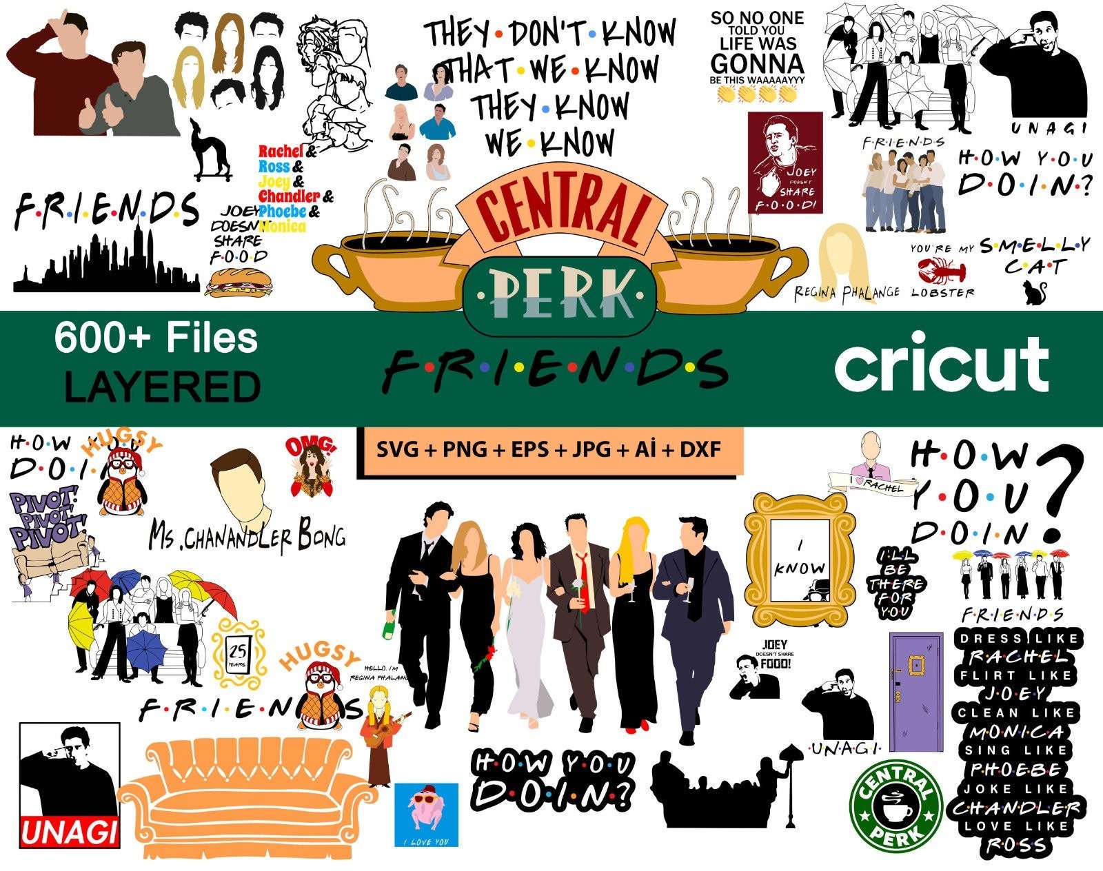 Friends SVG, Digital Download, Svg Bundle, Friends TV Show Bundle, Cricut Svg Files, Instant ...