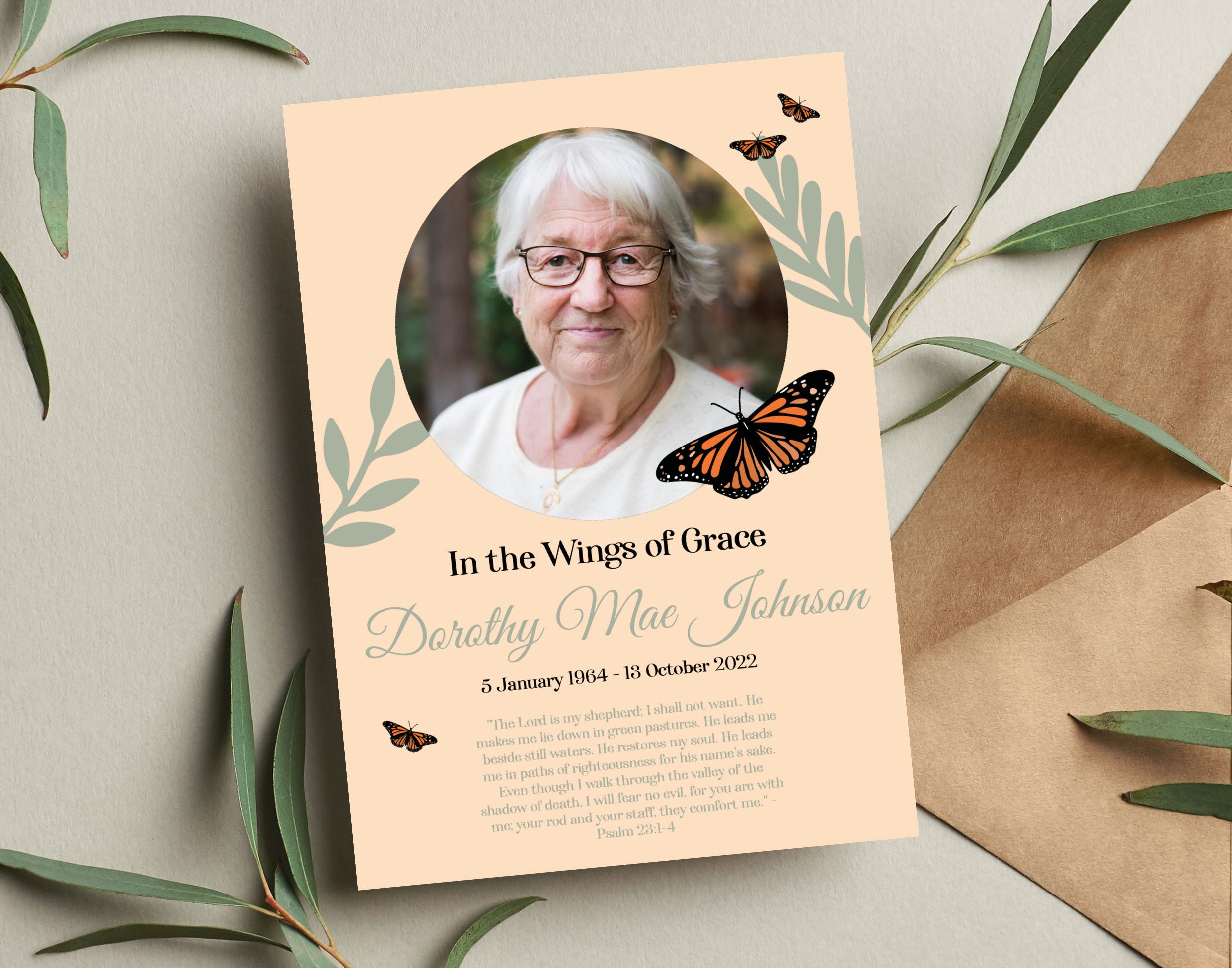 Editable Funeral Card Circle Download Printable Template - Etsy