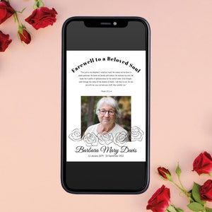 Editable Funeral Card Roses Download Printable Template Corjl ...