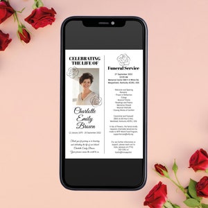 Editable Simple Funeral Program, Printable Template Corjl, Celebration ...