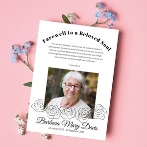 Editable Funeral Card Roses Download Printable Template Corjl ...