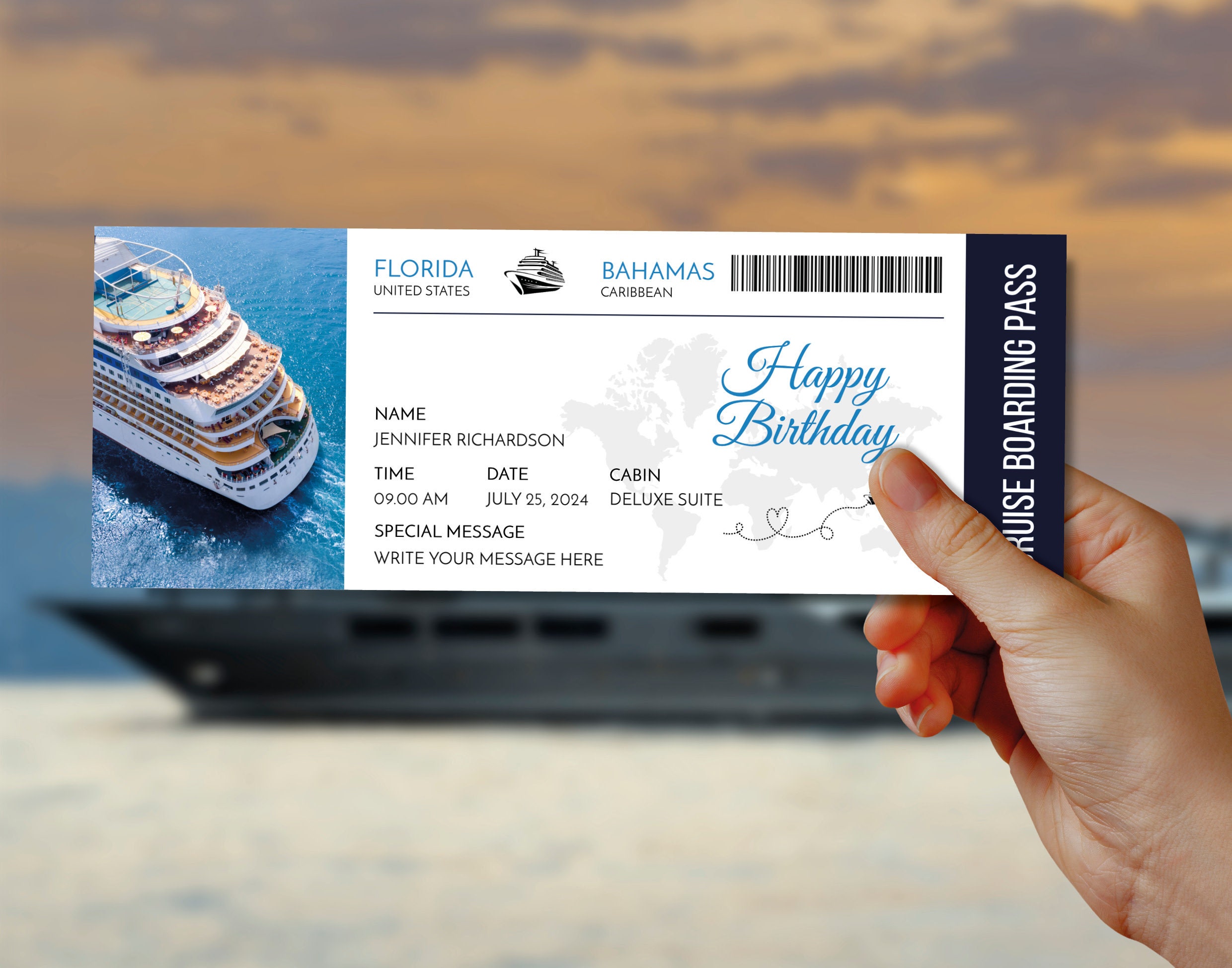 Editable Boarding Pass Cruise Template, Printable Cruise Ticket ...