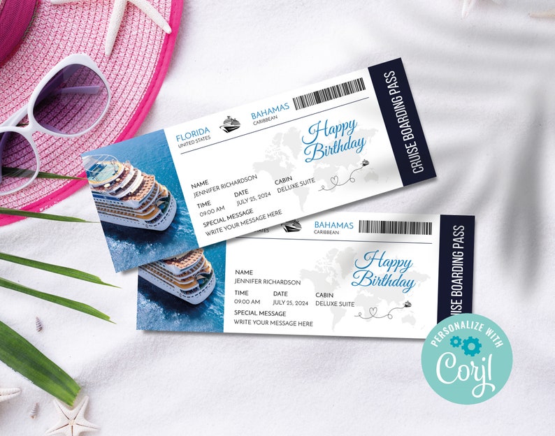 Editable Boarding Pass Cruise Template, Printable Cruise Ticket ...