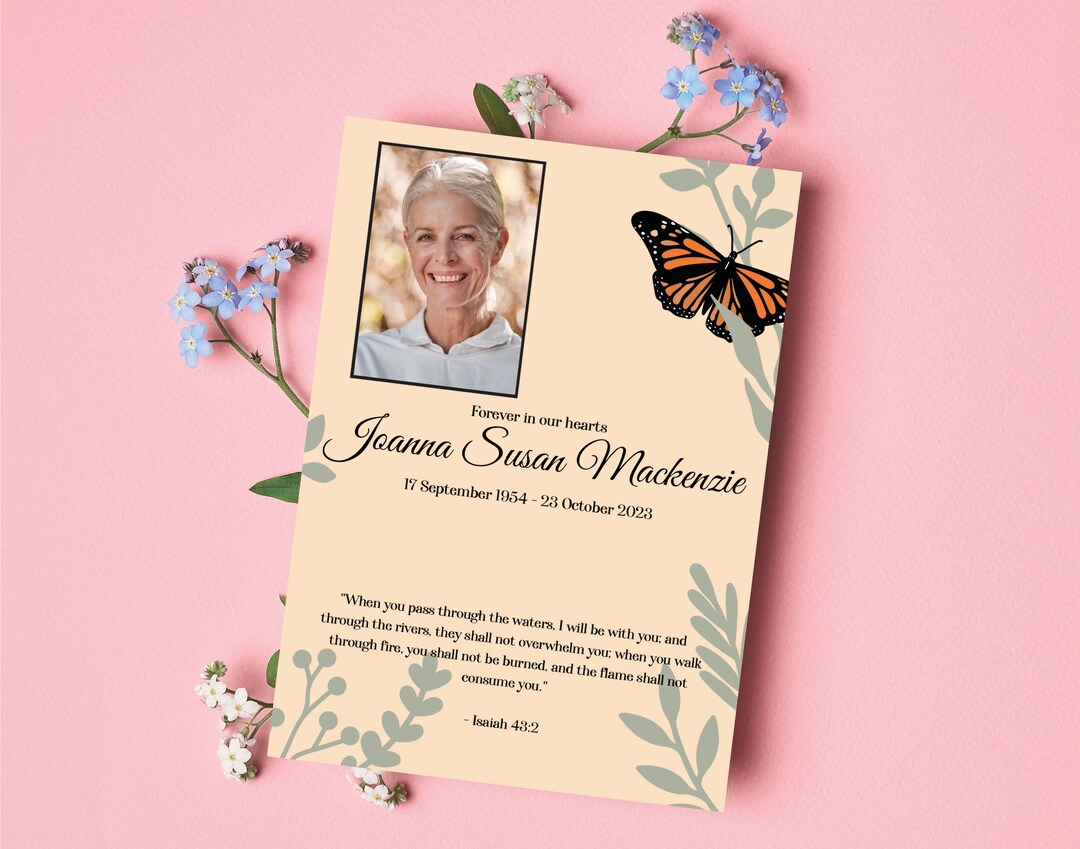Editable Funeral Card Download Printable Template Corjl, Celebration of ...